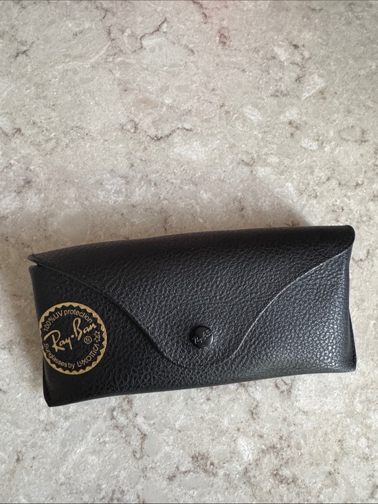 Ray-Ban | Accessories | Rayban Black Leather Sunglasses Case With Gold ...